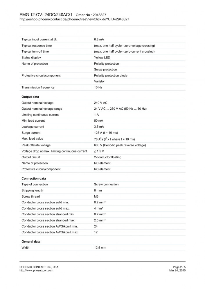 Phoenix Contact 2948827 technical document page 2