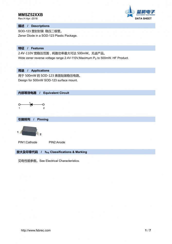 MMSZ5234B datasheet page 1
