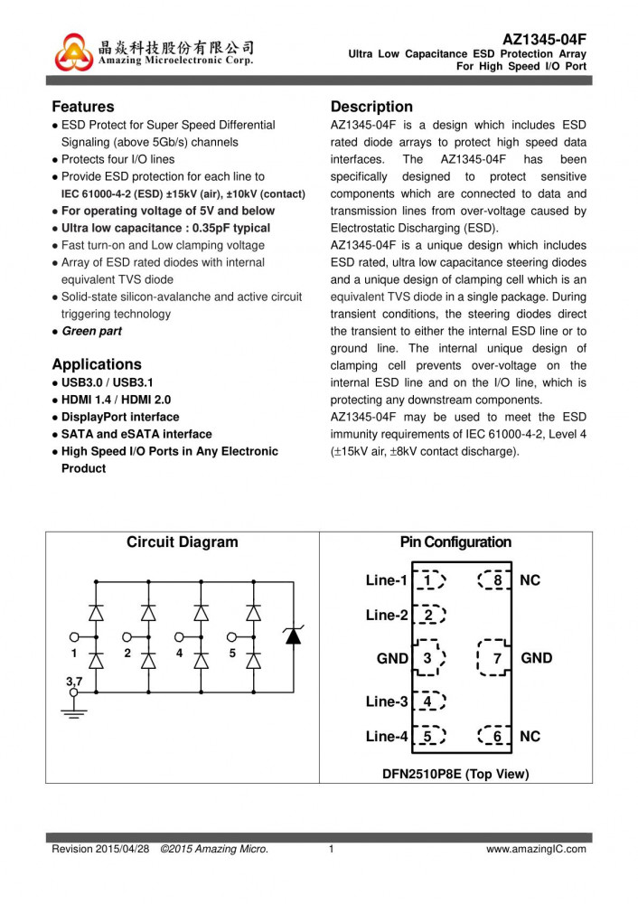AZ1345-04F datasheet page 1