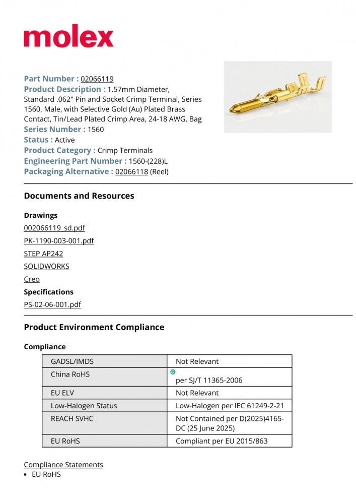 Product specification page 1