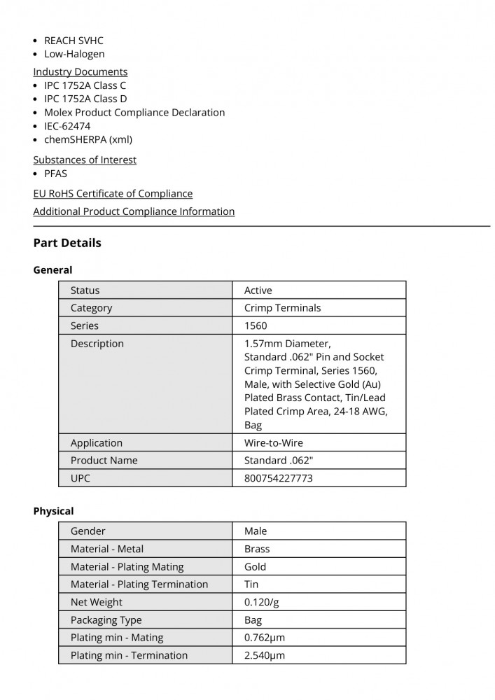 Product specification page 2