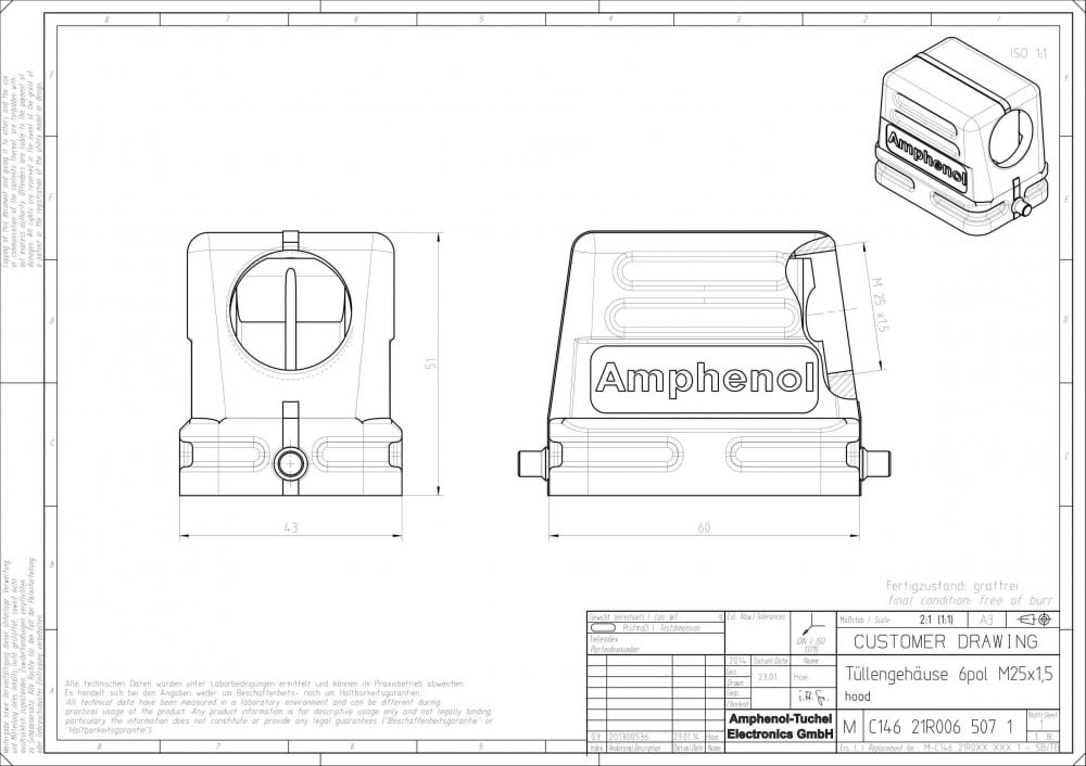 Amphenol C14621R0065071 technical drawing page