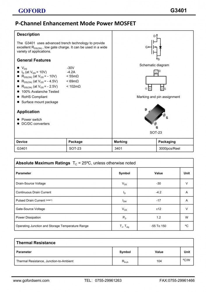 G3401 datasheet page 1