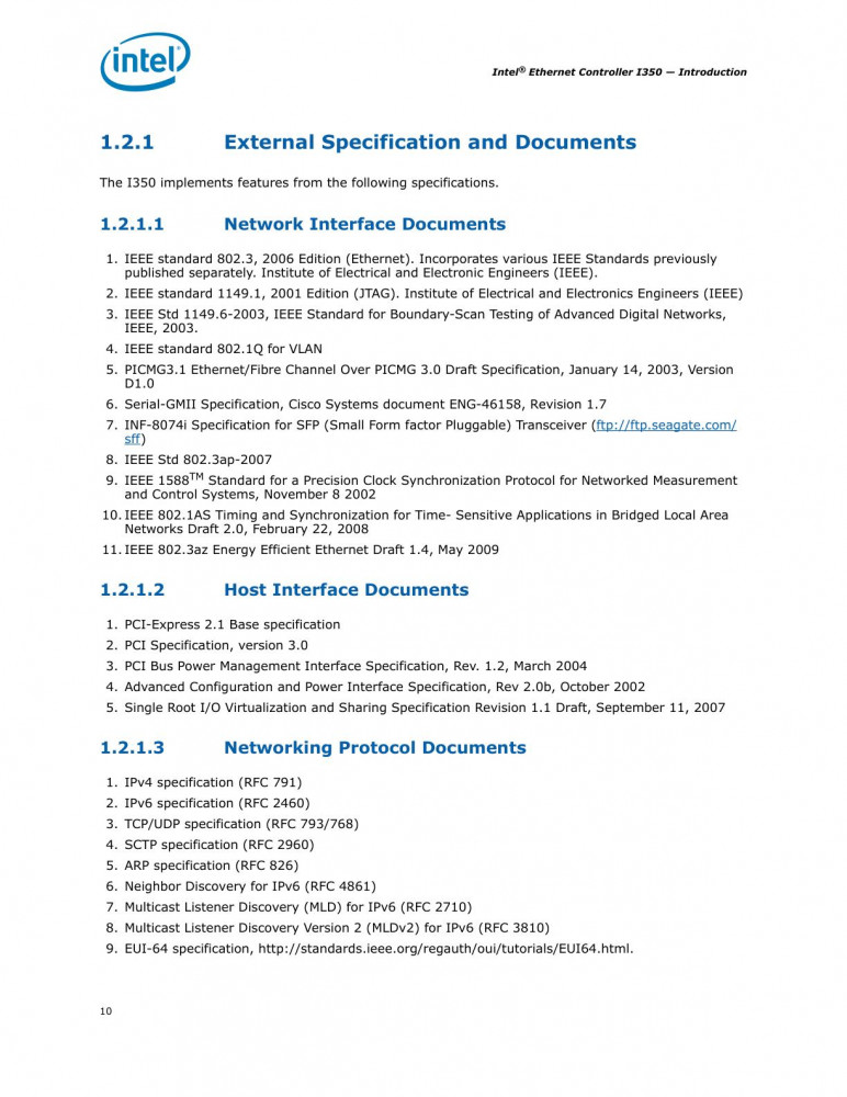 Intel I350 datasheet page 10