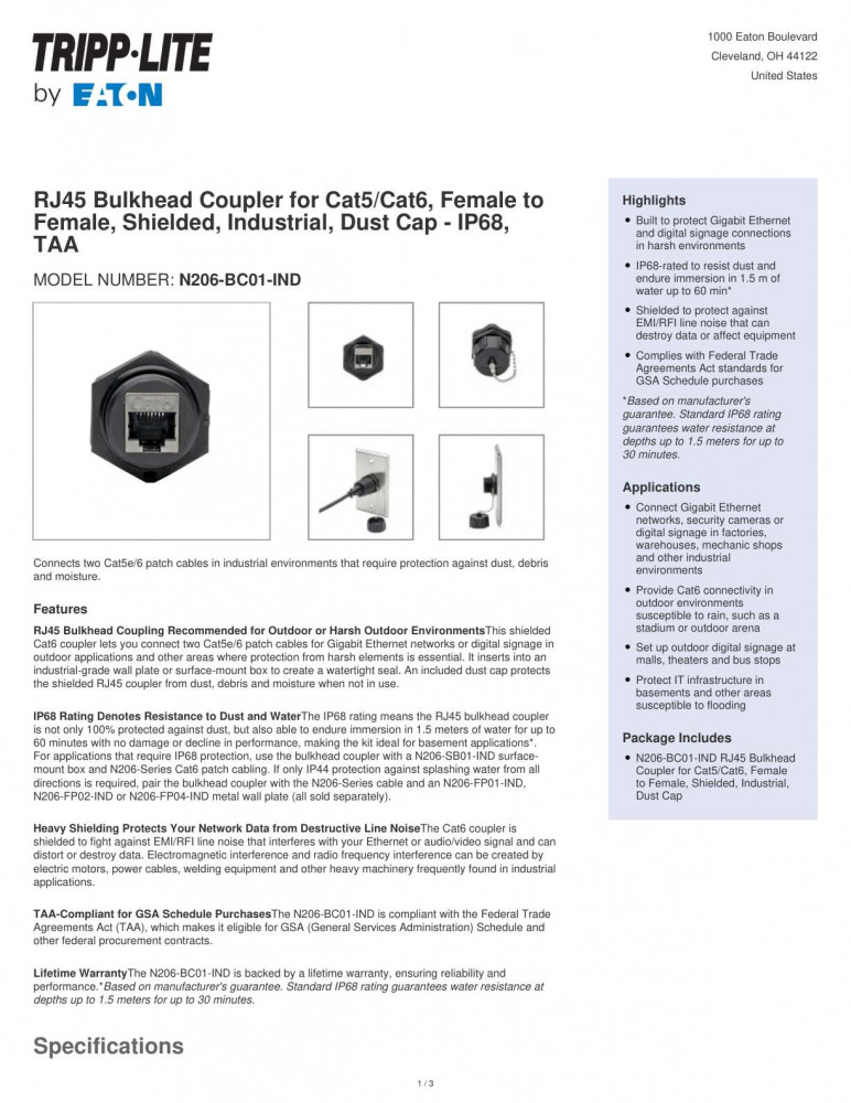 N206-BC01-IND technical document page 1