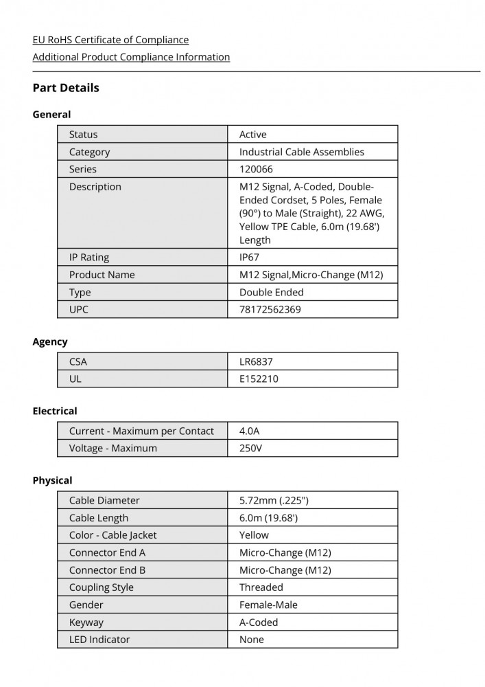 MOLEX cordset drawing image, page 2