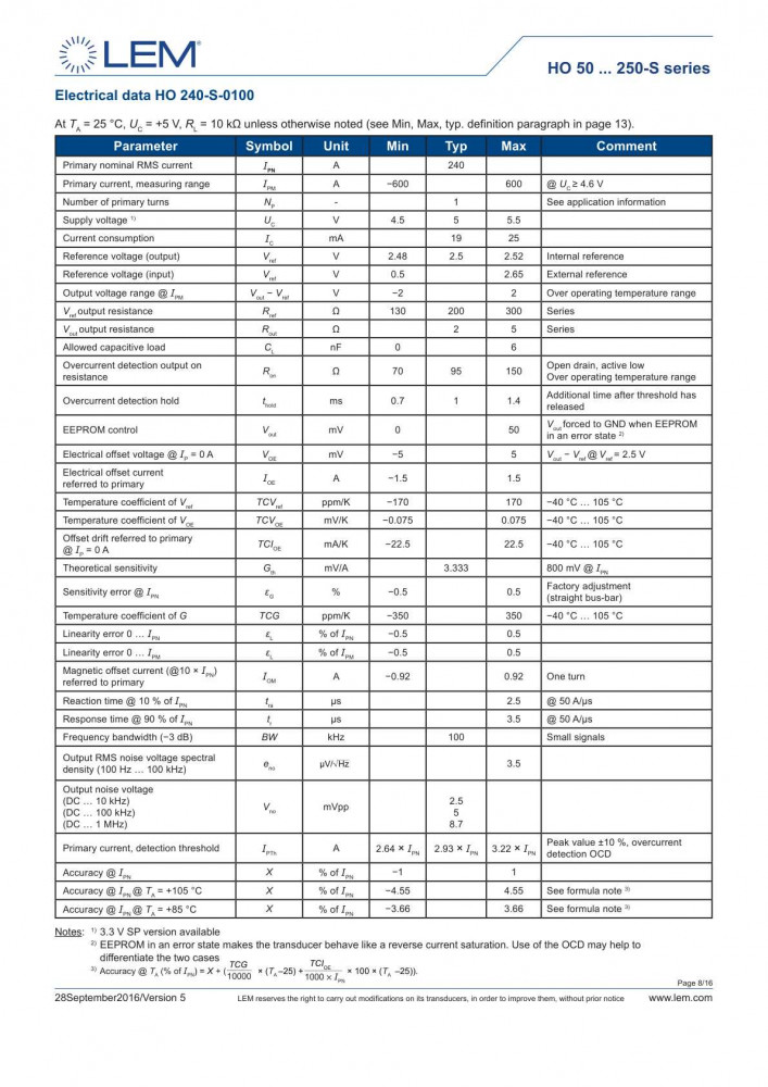 LEM HO 150-S datasheet page 8