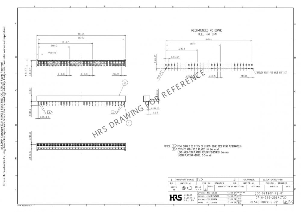 HRS DF10-31S-2DSA(72) technical drawing preview