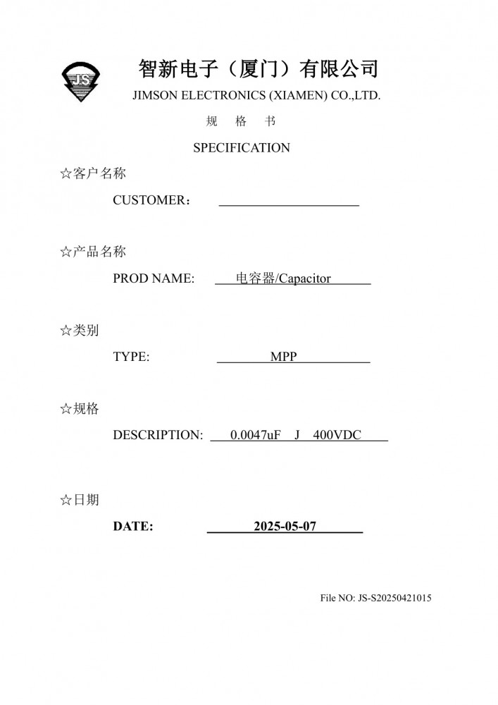 MPP472J400D01 specification page 1