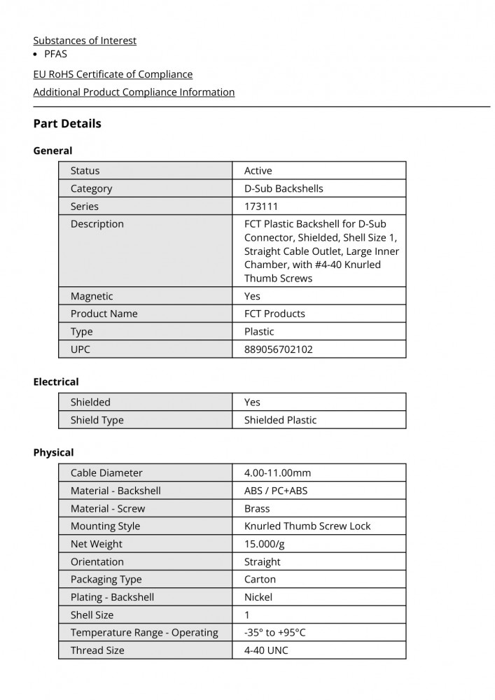 MOLEX 1731110165 product drawing, page 2