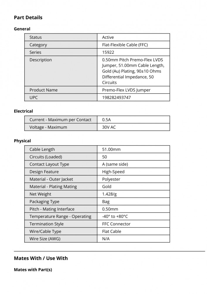 Technical document image 2 for MOLEX 159220250