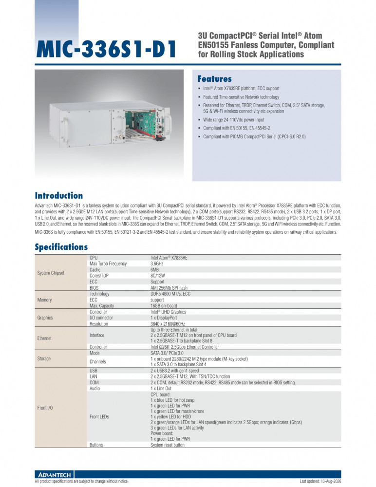 MIC-336S1-D1 technical document page 1