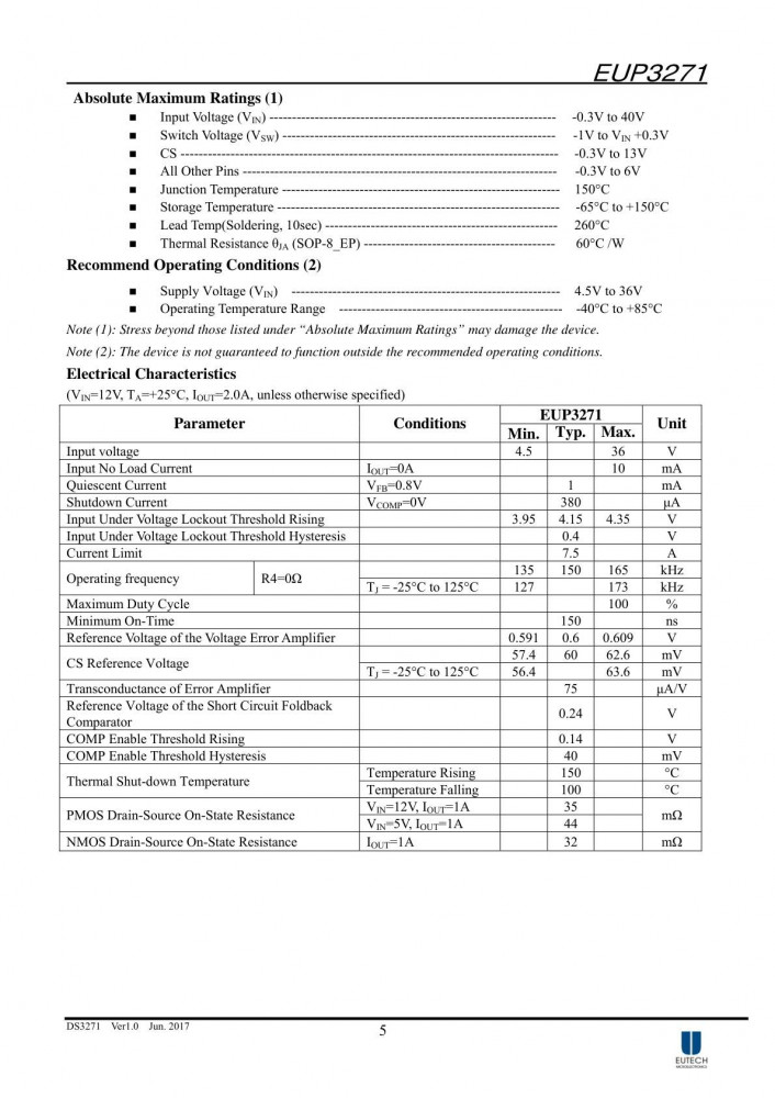 EUP3271 datasheet page 5