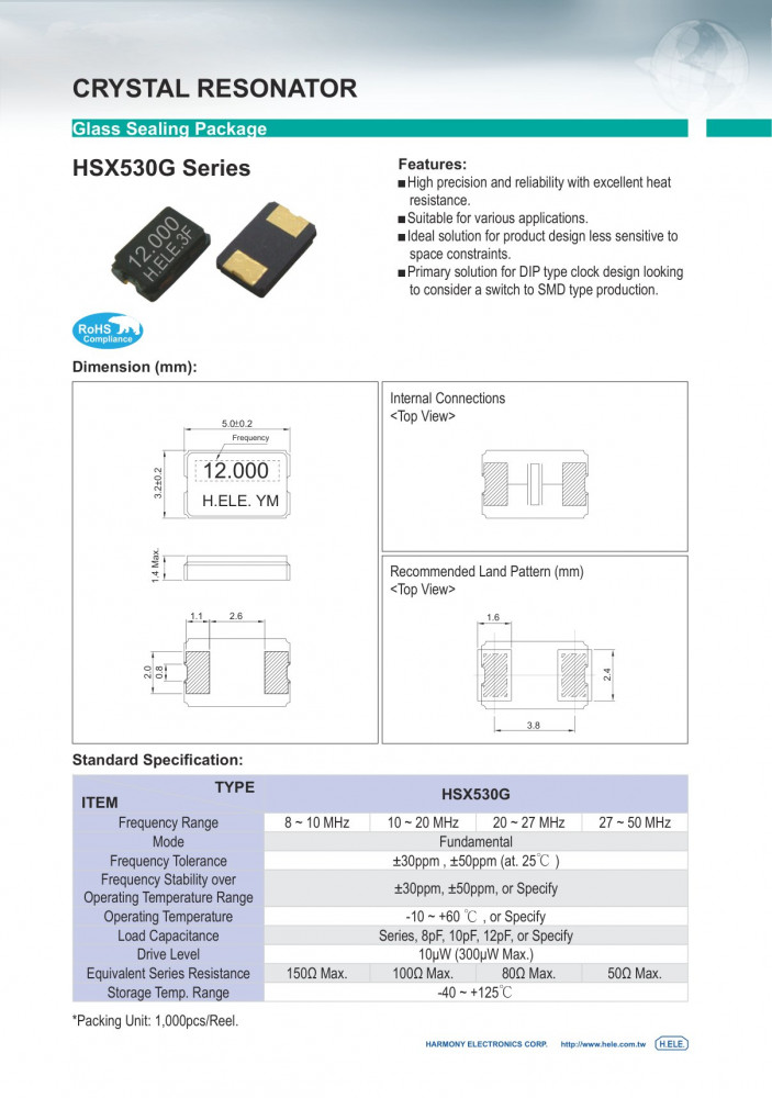 HELE HSX530G Series technical document preview