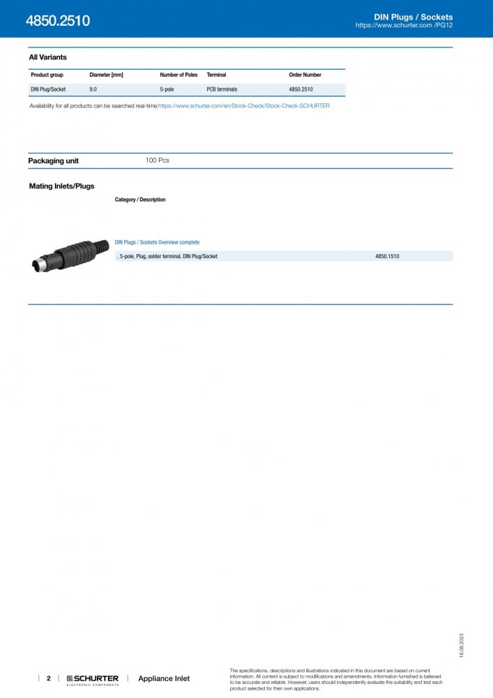 SCHURTER 4850.2510 datasheet page 2