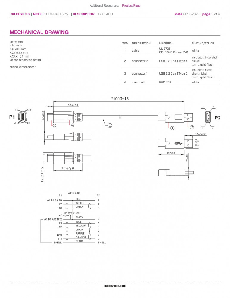 CBL-UA-UC-1WT datasheet page 2