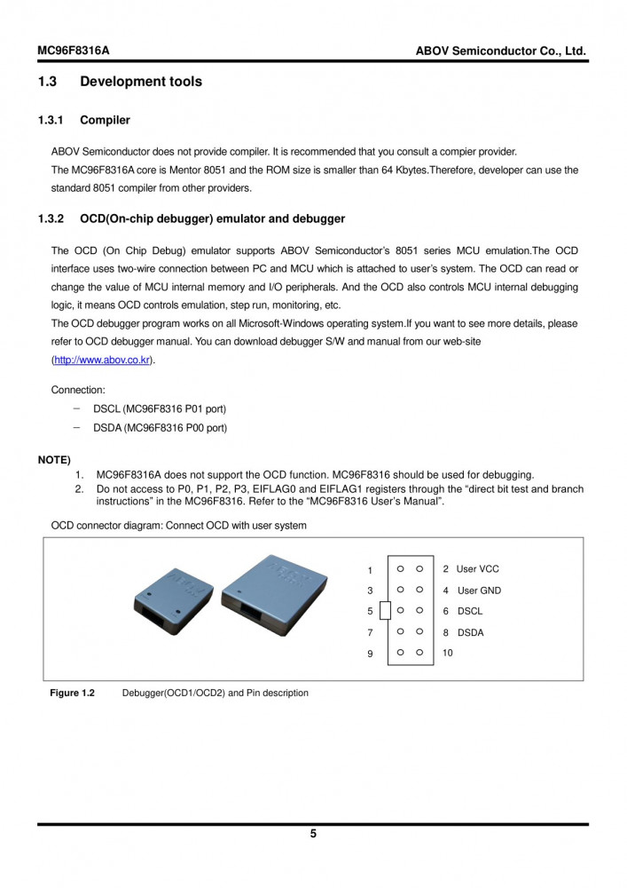 MC96F8316AMBN datasheet page 5