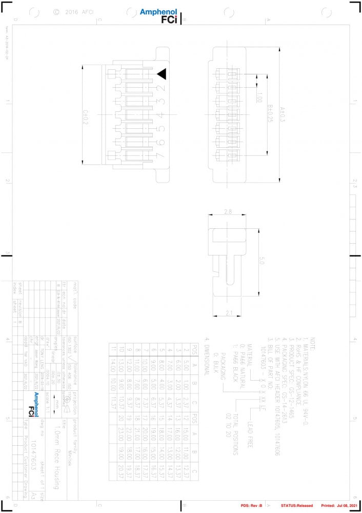 Amphenol 10147603 drawing preview