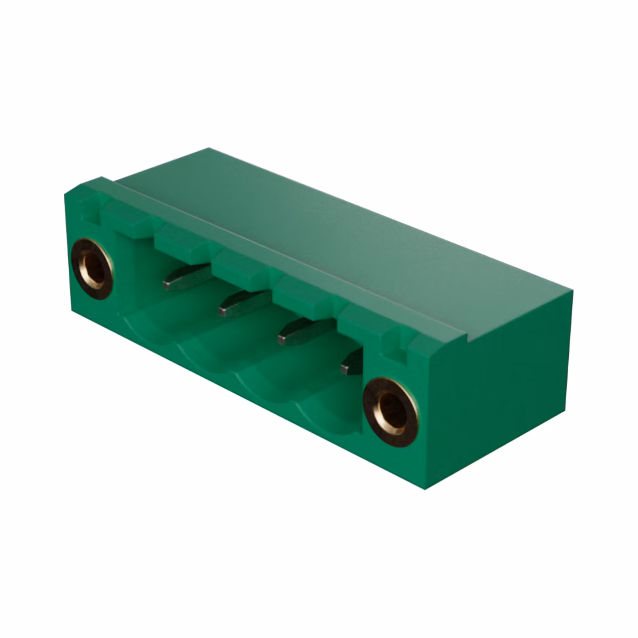 5.00mm Pitch Eurostyle Right-Angle PCB Header, with Threaded Retention Inserts, Green Housing, 4 Circuits for sale