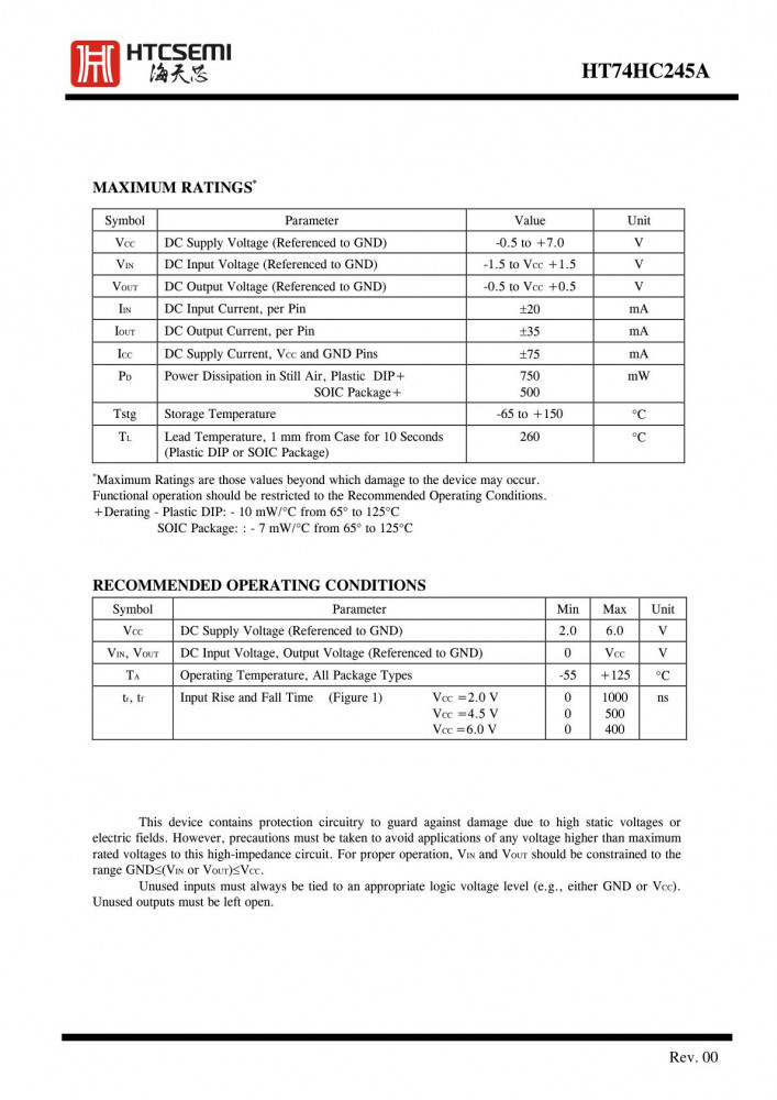 HT74HC245ARWZ datasheet page 2