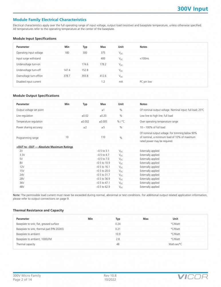 VICOR datasheet page 2