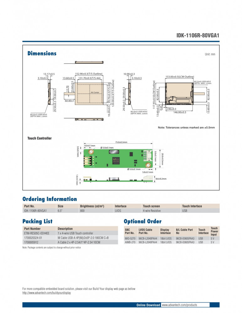 IDK-1106R-80VGA1 technical documentation page 2