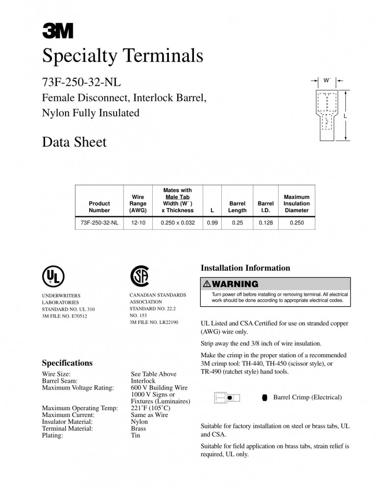 3M 94832 terminal technical document page 1