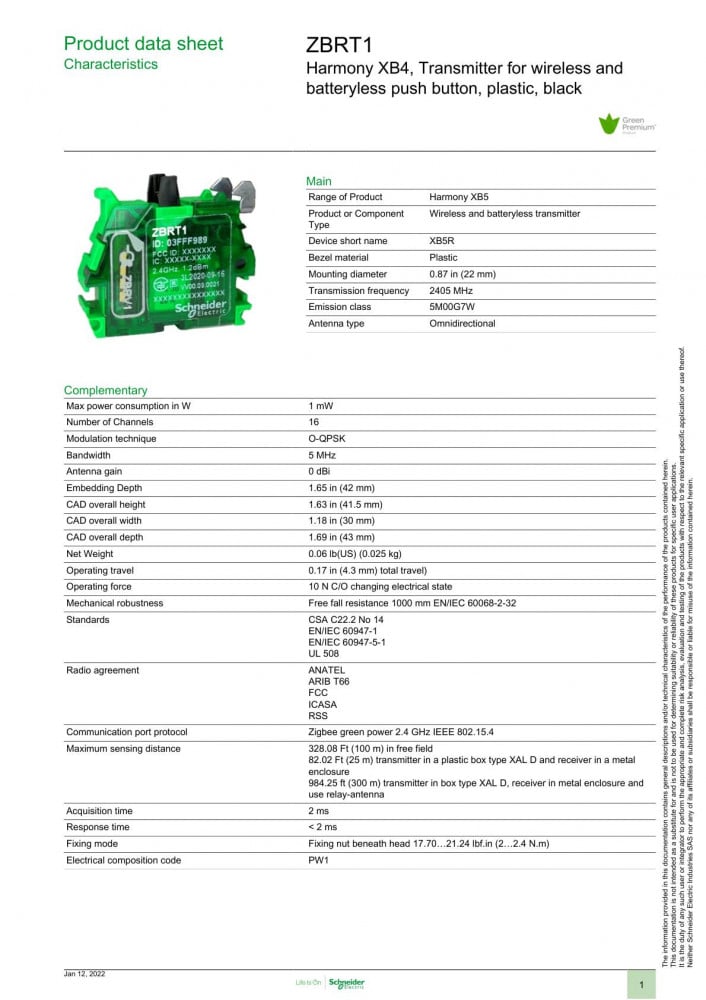 ZBRT1 technical document page 1