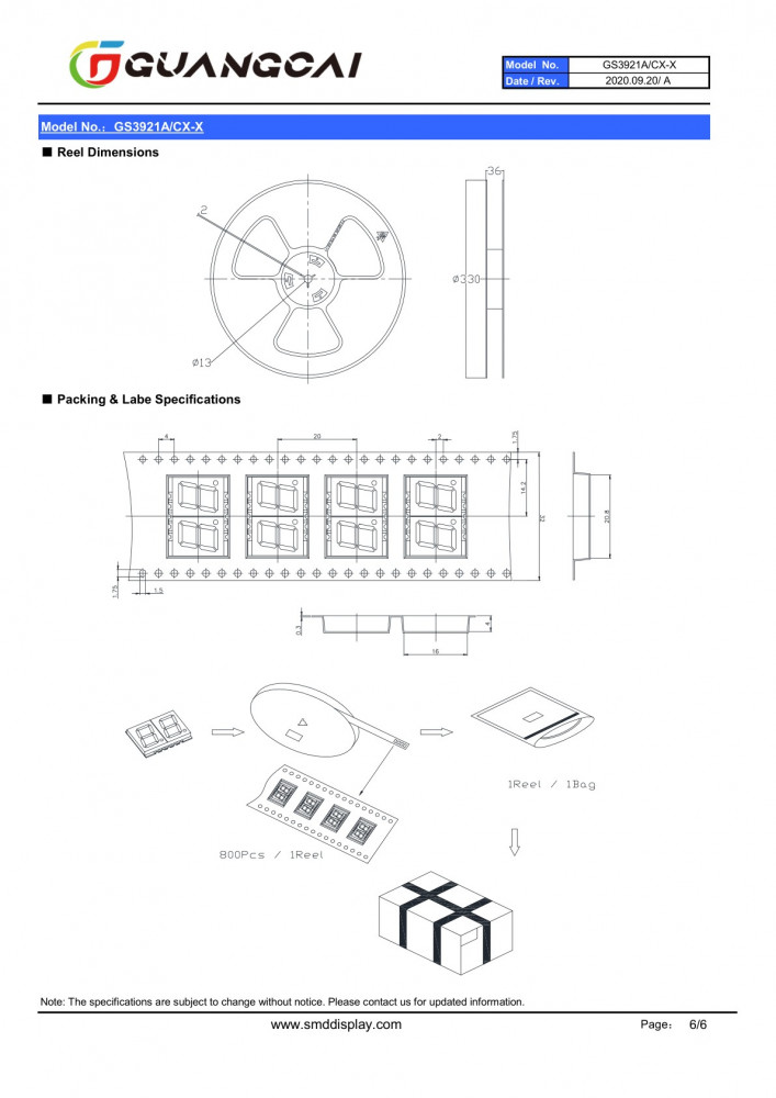 GS3921AR-G reel and packing information
