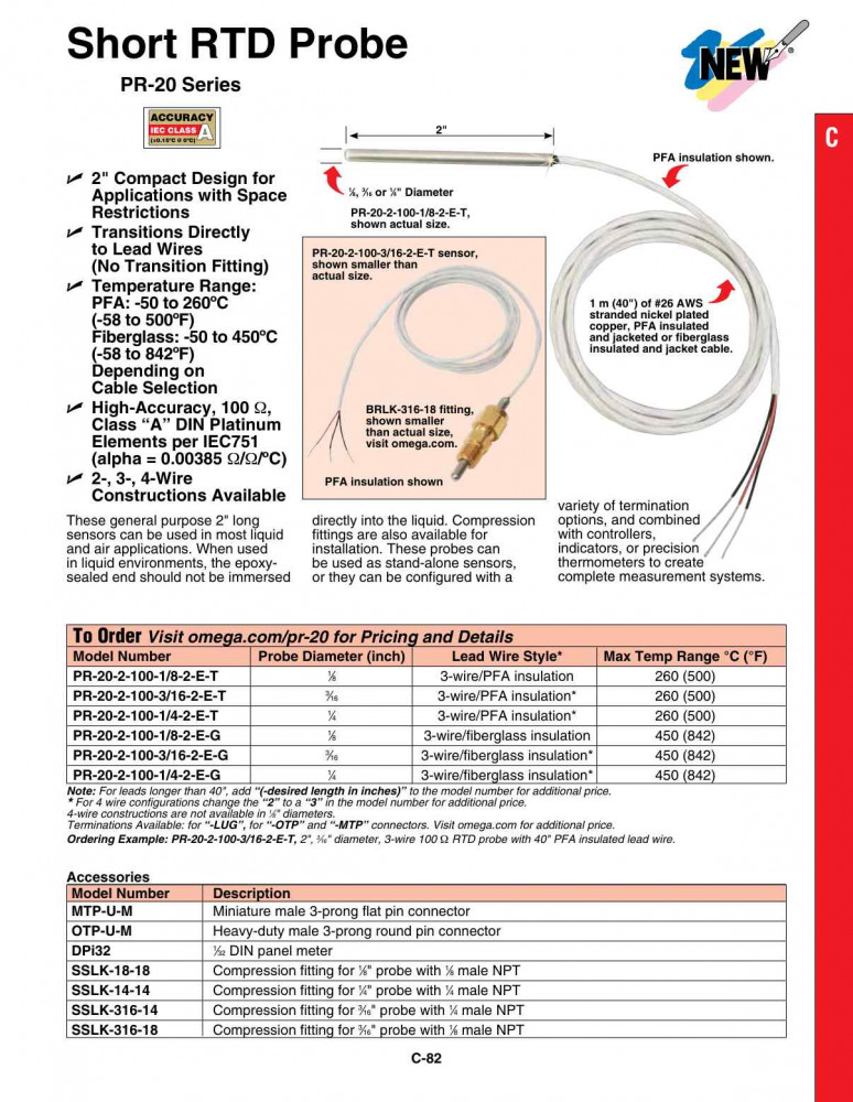 PR-20 short RTD probe technical document preview