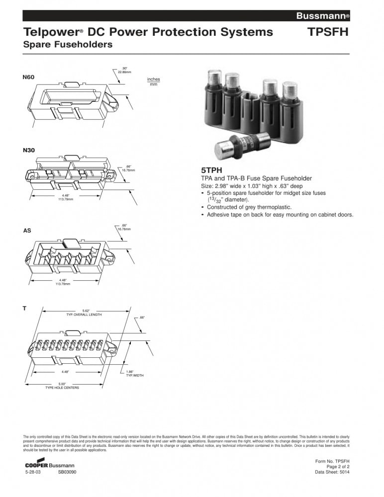 EATON Telpower spare fuseholder documentation page 2