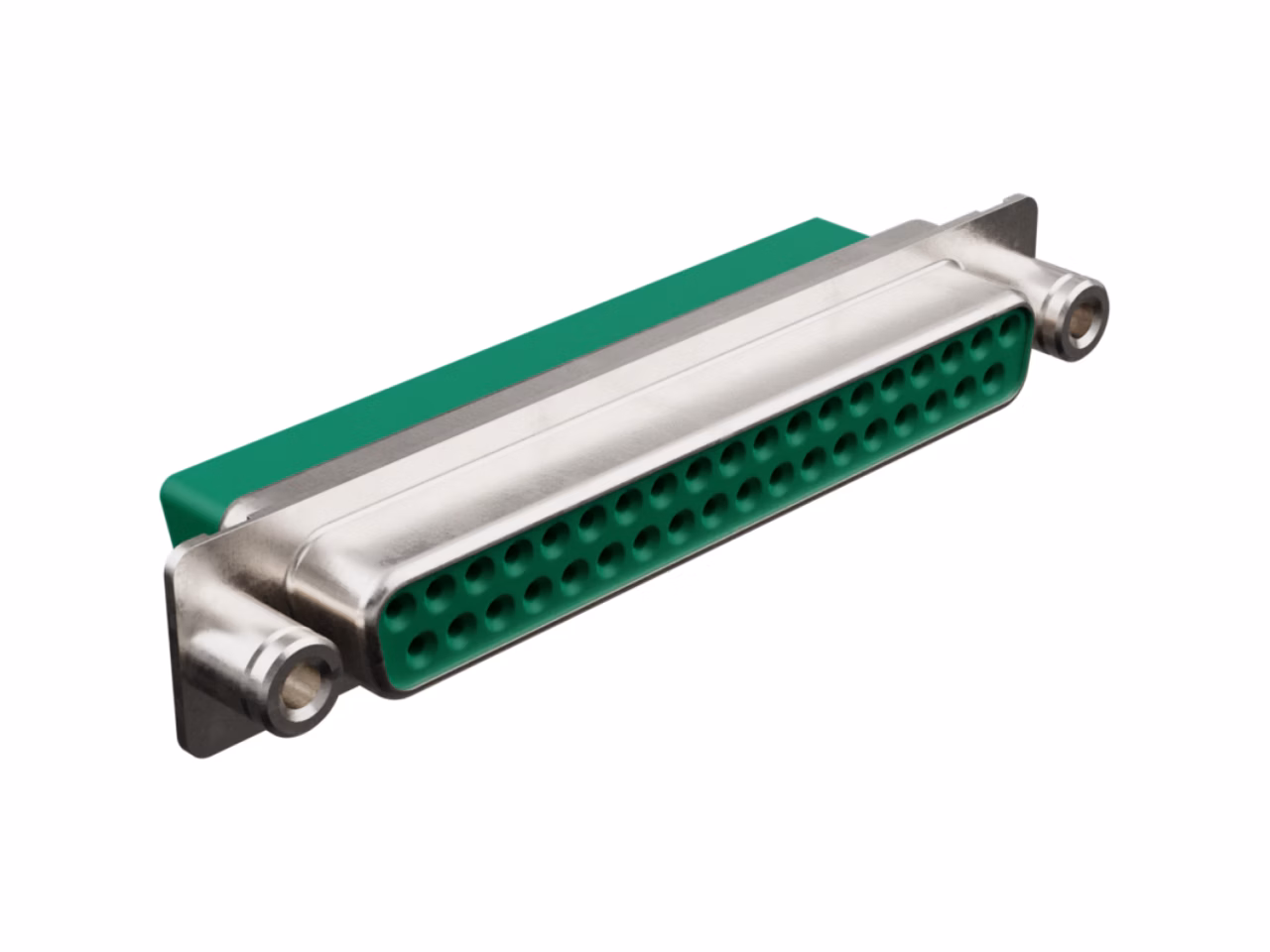 FCT Standard-Density D-Sub Crimp Housing, Female, Tin Plated Shell without Dimples, 6.50mm M3 Threaded Front Spacer, 37 Circuits, Green Front and Rear Insulator, Crimp Contacts Included for sale