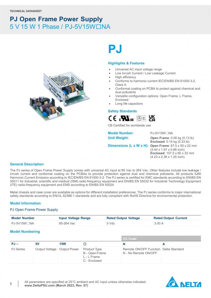 PJ-5V15WBNA datasheet page 1