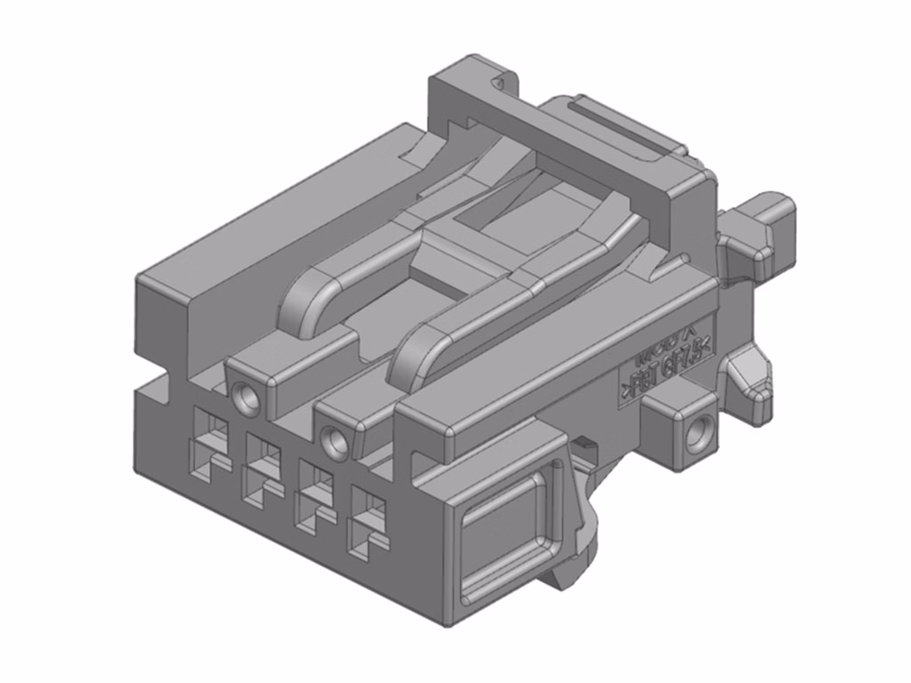 Mini50 Unsealed Receptacle, Single Row, UL 94 HB, with CPA, 4 Circuits, Polarization Option B, Gray