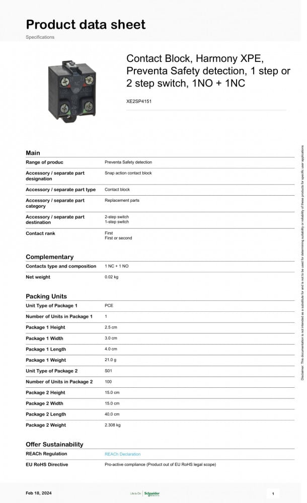 XE2SP4151 technical document page 1