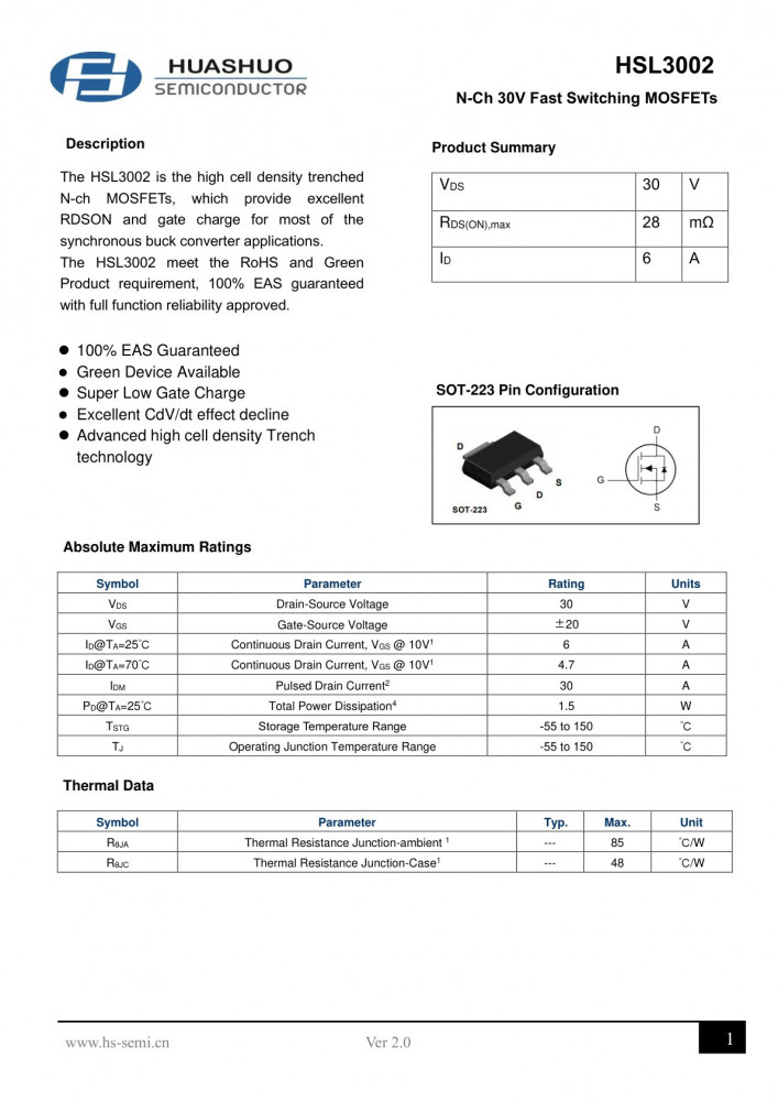 HSL3002 datasheet page 1