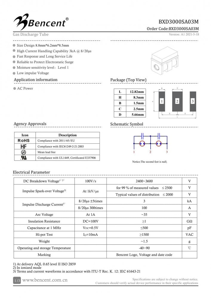 BXD3000SA03M datasheet page 1