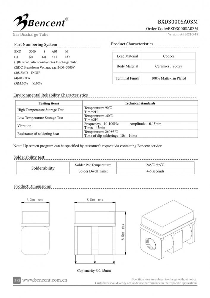 BXD3000SA03M datasheet page 2
