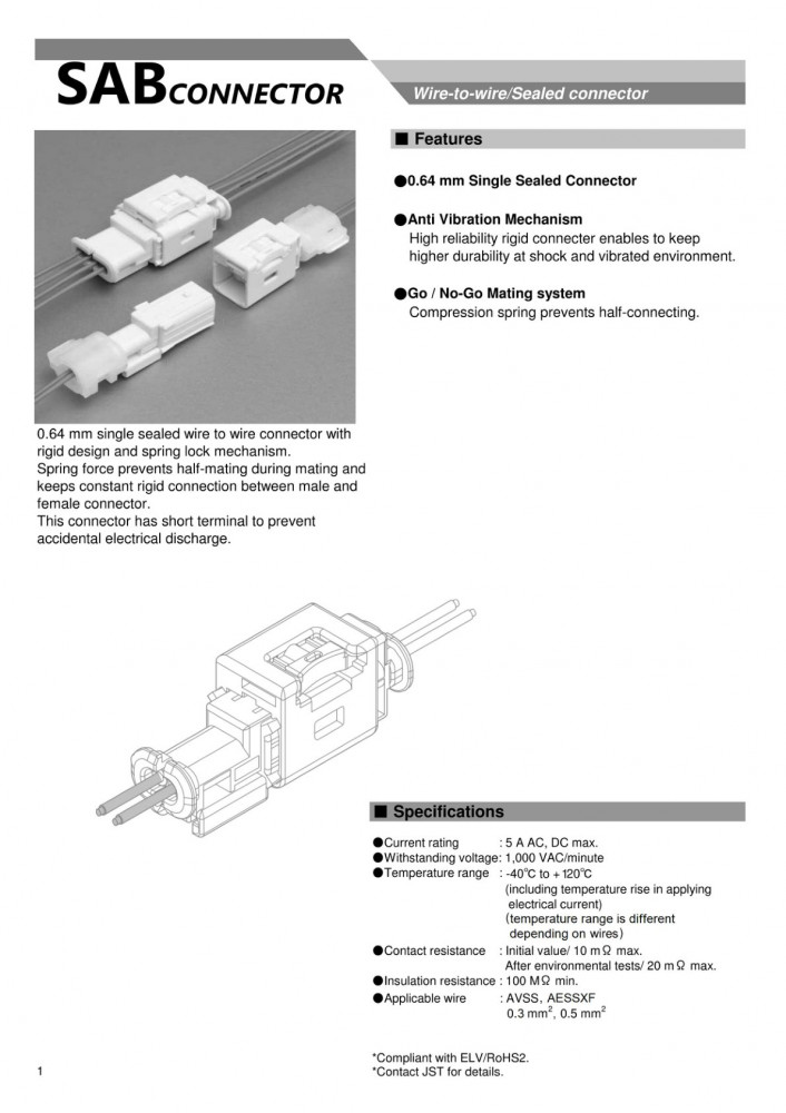 JST SAB connector document page 1