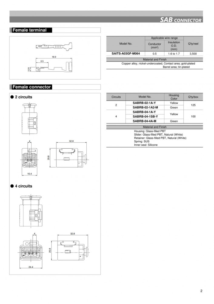 JST SAB connector document page 2