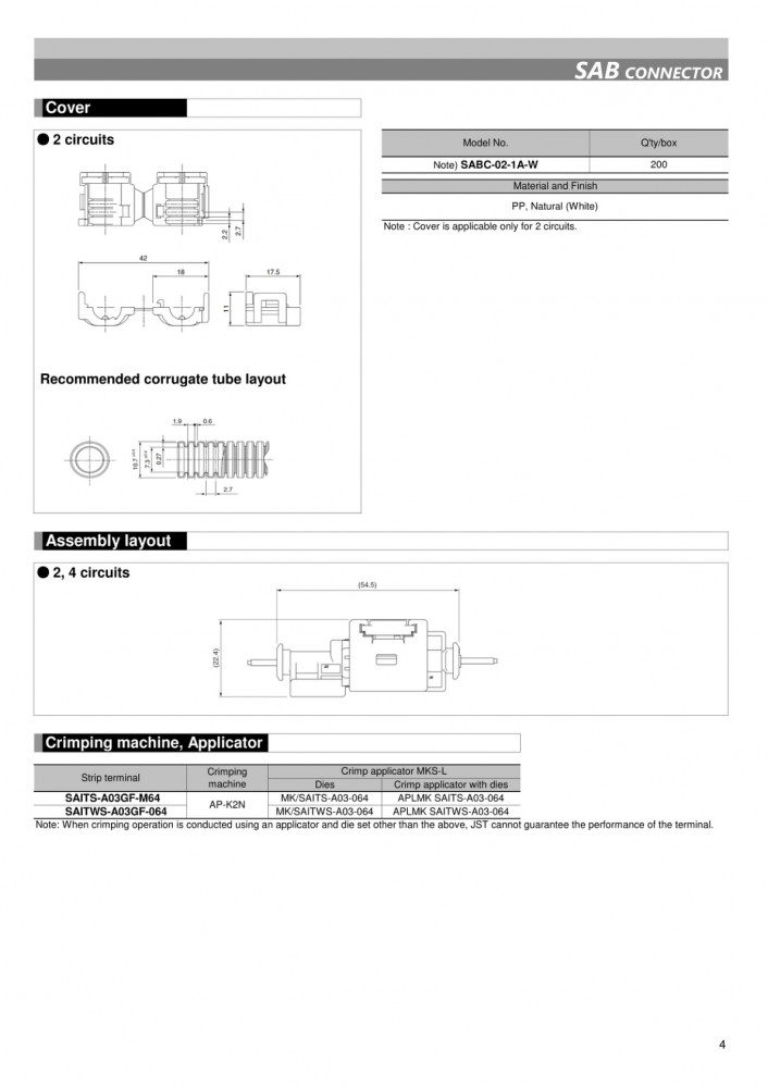 JST SAB connector document page 4