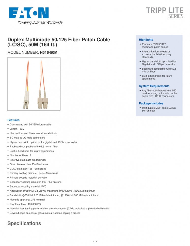 N516-50M technical document page 1