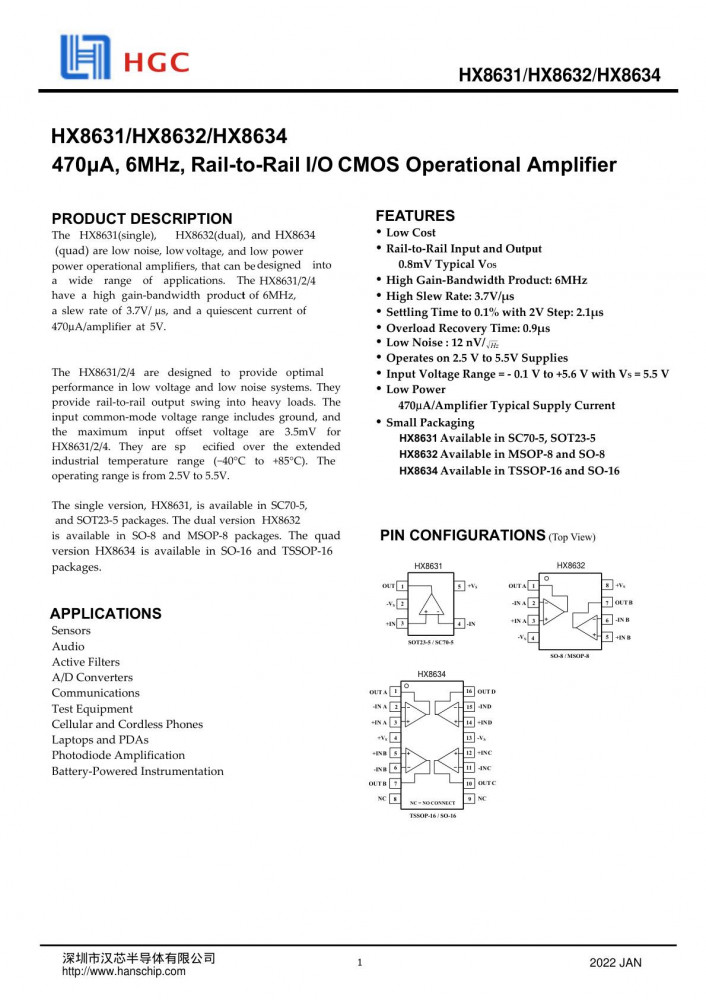 HX8632 datasheet page 1