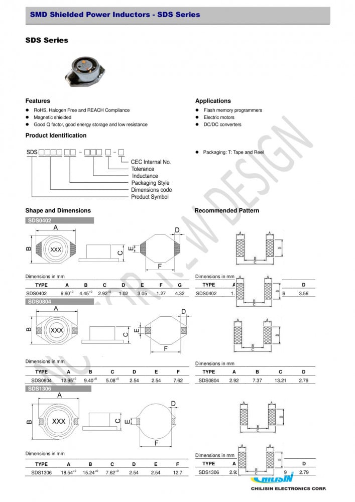 Chilisin SDS Series datasheet page 2