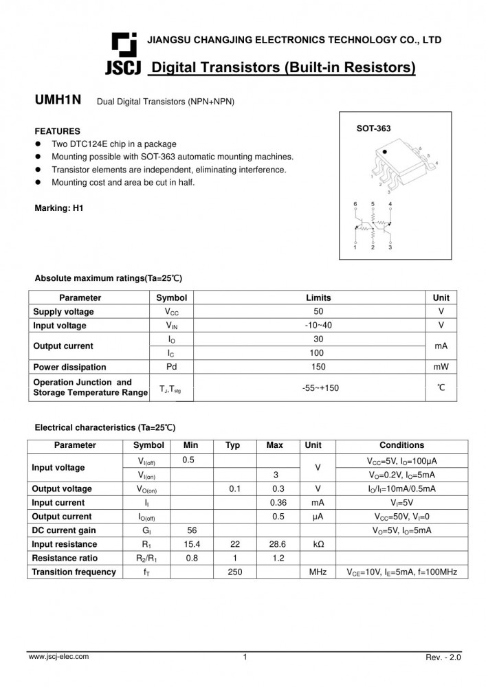 UMH1N datasheet page 1