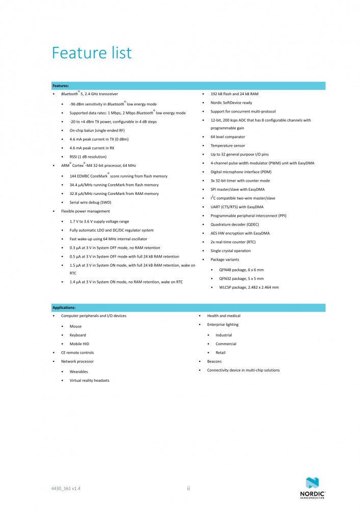 nRF52810 datasheet page 2
