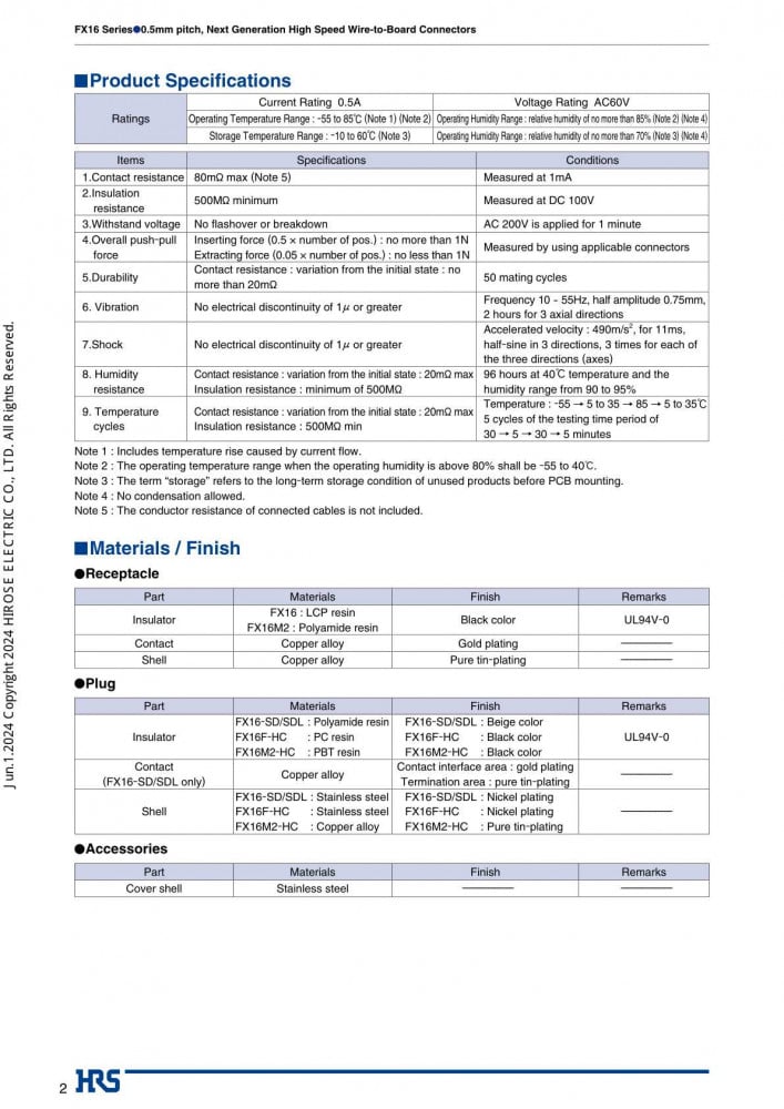 HRS FX16 Series datasheet page 2