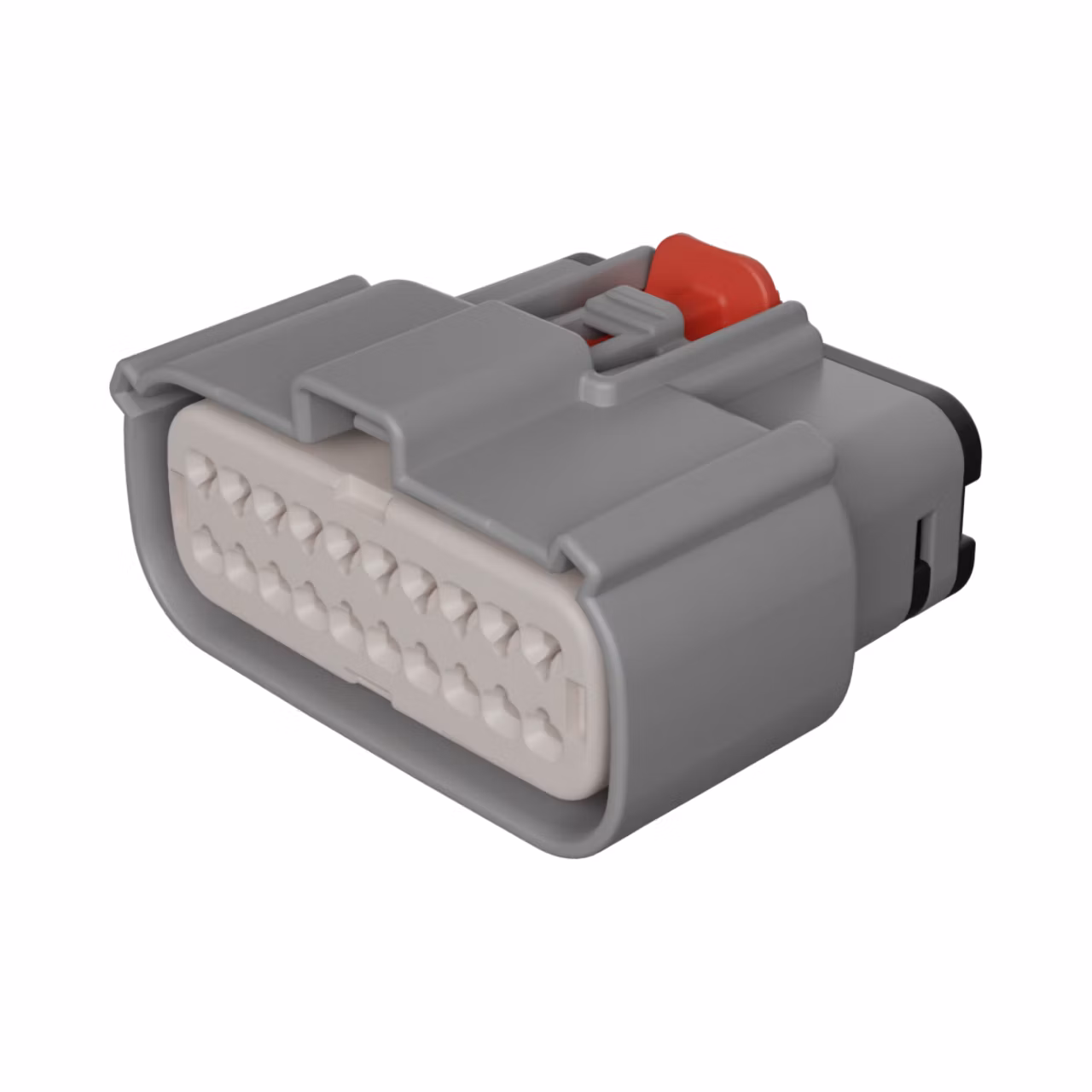 MX150 Mat-Sealed Female Connector Assembly, Dual Row, 20 Circuits, Keying Option B, with Clipslot, with Connector Position Assurance, Light Gray for sale