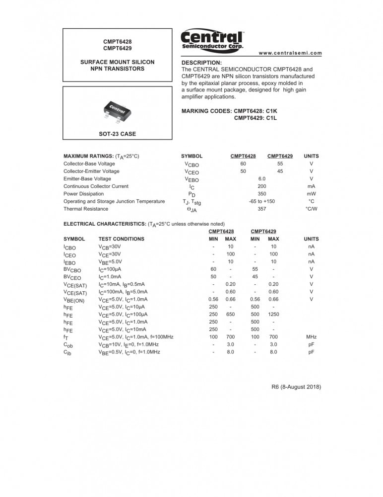 CMPT6428 datasheet page 1