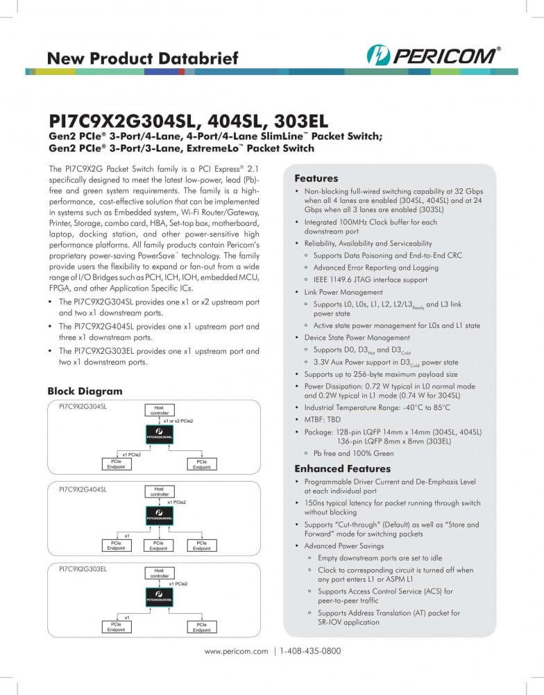 PI7C9X2G304SL technical document preview